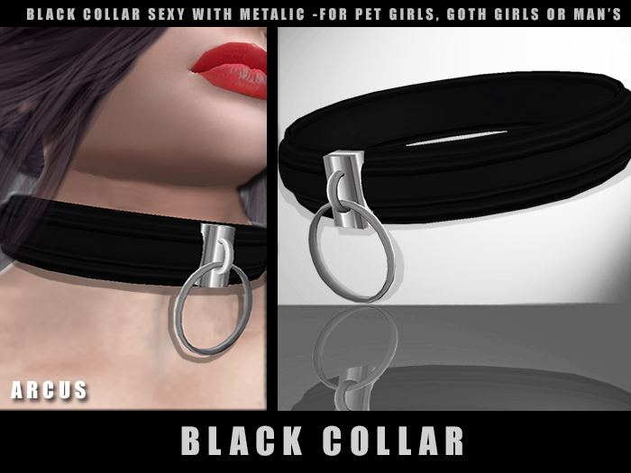 Second Life Marketplace - ::AC:: Unisex Collar Metalic Ring.BLK
