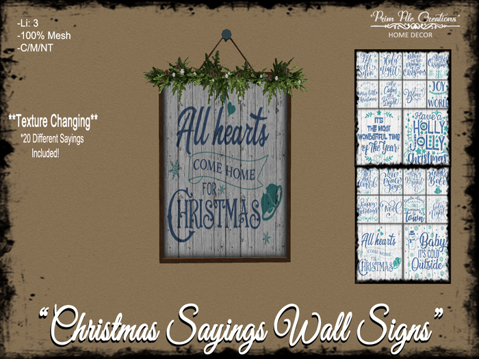 Second Life Marketplace - ~PPC~ Christmas Sayings Wall Signs TEXTURE ...