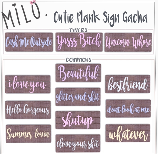 Second Life Marketplace - Milo. Plank Sign Gacha - Summer Lovin