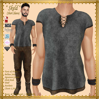 Second Life Marketplace - .: HD :. Skeld Short Sleeve Brown Leather ...