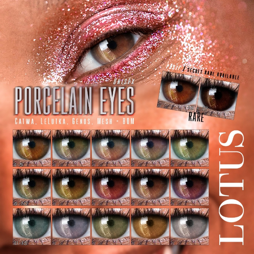 Second Life Marketplace - LOTUS. Porcelain Eyes 18 SECRET RARE