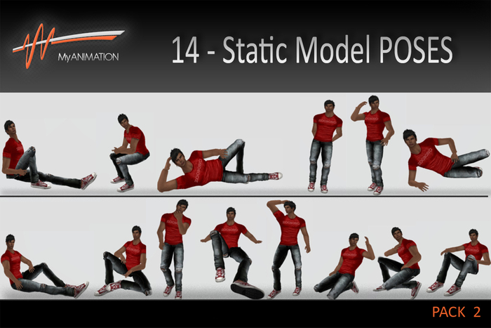 Second Life Marketplace - MyANIMATION 14 Male Model POSES Pack 2 COPY ...