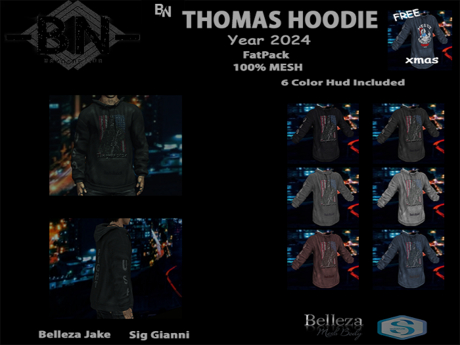 Second Life Marketplace - BayN-NatioN- Thomas HOODIE -(2024) FATPACK