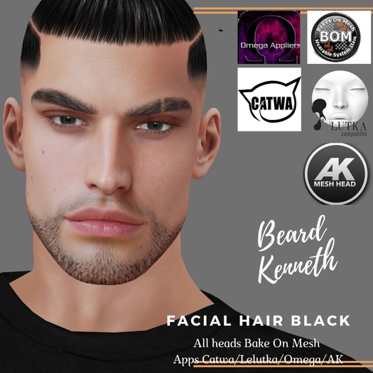 Second Life Marketplace - !O.S! Beard Kenneth BOM/Omega/AK/ Lelutka/Catwa