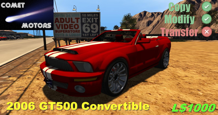 Second Life Marketplace - 2006 GT500 Convertible Tribute