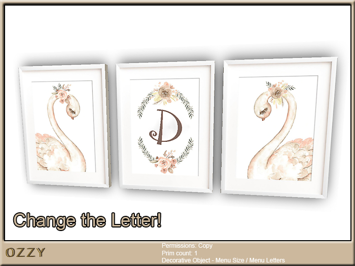 Second Life Marketplace - *$OZZY$* Picture Letters Swan - SET