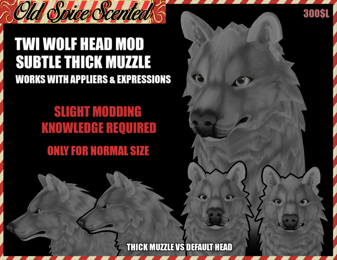 Second Life Marketplace - [OSS] TWI Wolf Subtle Thick Muzzle [ADD]