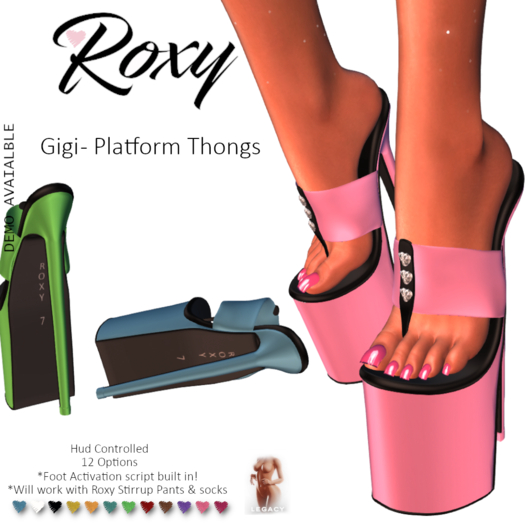 Second Life Marketplace - ROXY - LEGACY - GIGI PLATFORM THONGS - BLACK