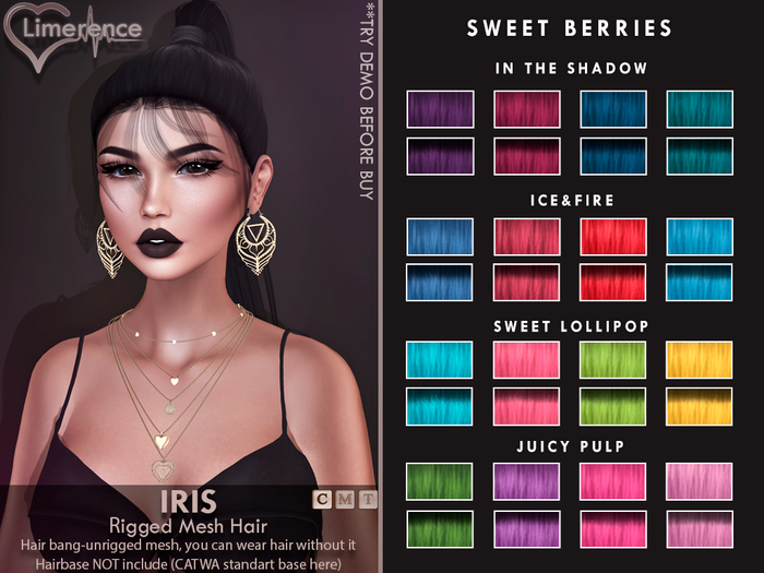 Second Life Marketplace - {Limerence} Iris hair-Sweet berries