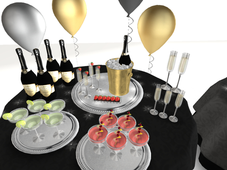 Second Life Marketplace - [AE] Party Bundle- Black Tie Party Table Round