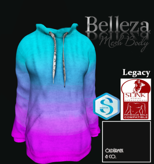 Second Life Marketplace - O & C Mens Hoodie-Gradient Purple