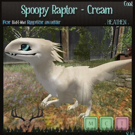 Second Life Marketplace - [. H .] Spoopy Raptor - Shibe {Cream}[ADD]