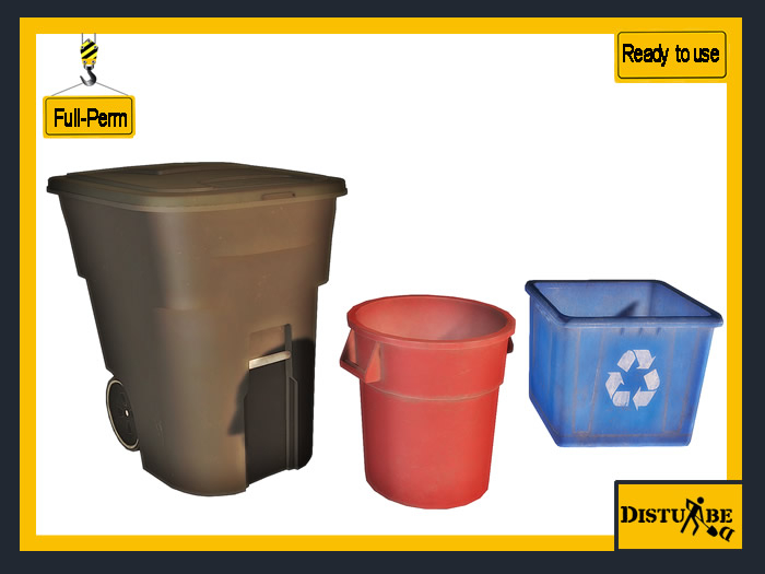 Second Life Marketplace - ::DisturbeD:: Garage Props - Trash Cans Set ...