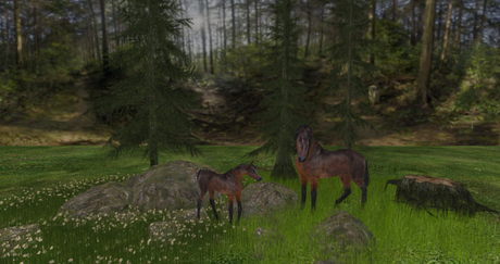 Second Life Marketplace - ANIMATED HORSES IN WOOD SCENE