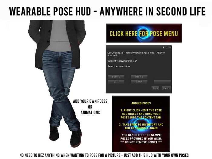 Second Life Marketplace - [WAG] Wearable Pose HUD