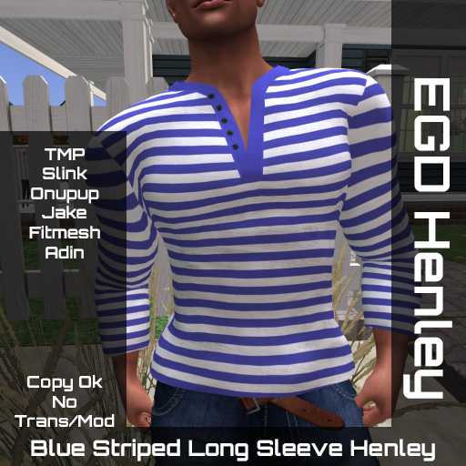 Second Life Marketplace - (EGD)BOXED Blue Stripped Henley LS
