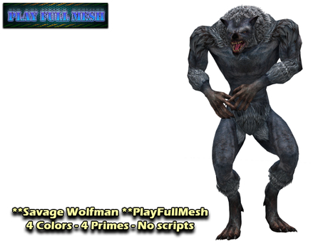 Second Life Marketplace - **Savage Wolfman 4 colors**PlayFullMesh