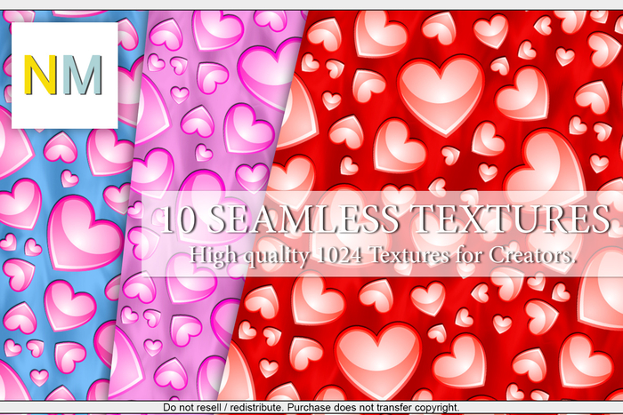 Second Life Marketplace - Valentine Love Silk Patterns Kit 10 Seamless ...