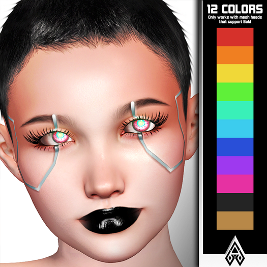 Second Life Marketplace - [ .A. ] 2077 Face Tattoo (BOM)