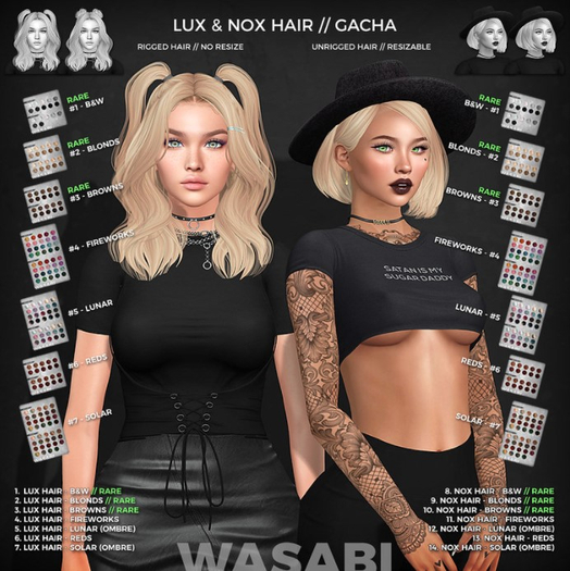 Second Life Marketplace - Wasabi // Nox Mesh Hair - #14 Solar Ombre