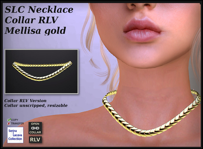 Second Life Marketplace - SLC Necklace Collar RLV Mellisa gold (unpacked)