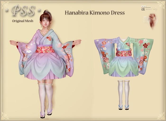 Second Life Marketplace - *PSS* Hanabira Kimono Dress D (touch to unpack)