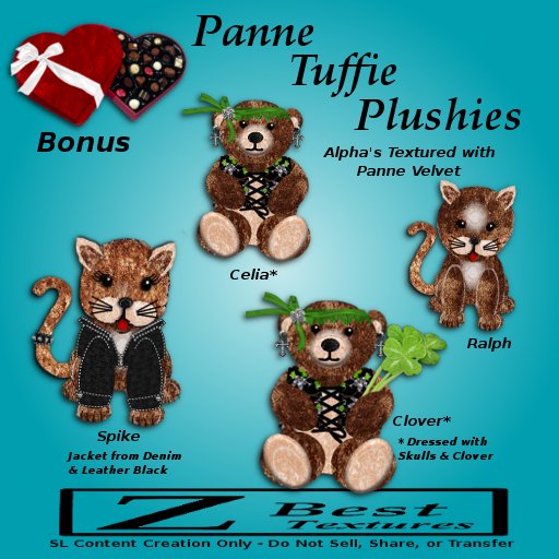 Second Life Marketplace - *Z Best Textures* Panne Tuffie Plushies Alpha ...