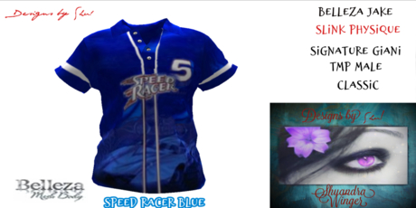 Second Life Marketplace - Shu! Speed Racer Blue polo shirt- Mens