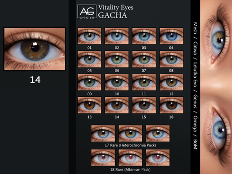 Second Life Marketplace - AG. Vitality Eyes Gacha - Lelutka Evolution - 14