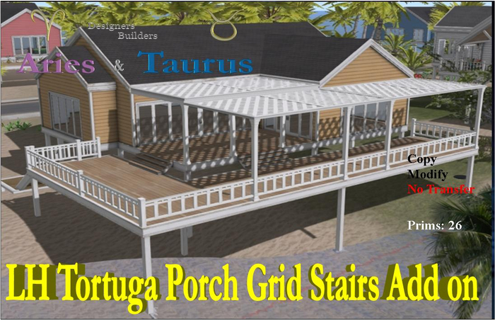 Second Life Marketplace - LH Tortuga add on Porch and Grid Stair ...