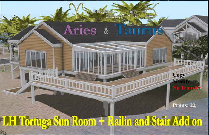 Second Life Marketplace - LH Tortuga Add on Sun Room + Railing and ...