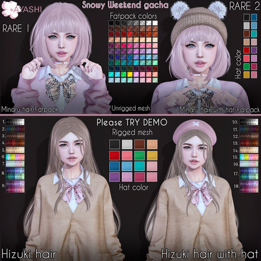 Second Life Marketplace - #15[^.^Ayashi^.^] Hizuki hair with hat-Summer set