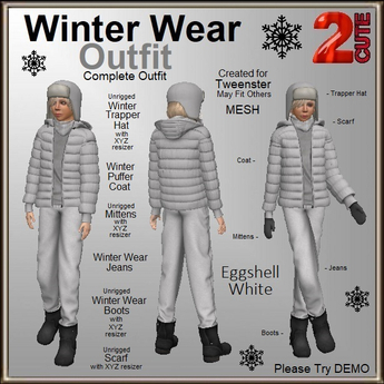 Second Life Marketplace - Winter Wear Outfit [2cute] Eggshell White