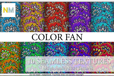 Second Life Marketplace - Color Fan Patterns Kit 10 Seamless Textures NM