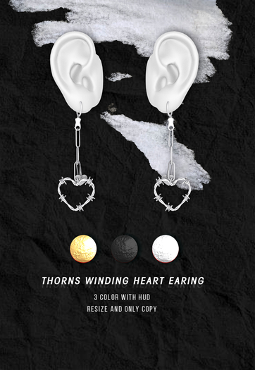 Second Life Marketplace Dae Thorns Winding Heart Earing