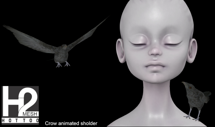 Second Life Marketplace - H2 - CROW SHOLDER ANIMATED AND FLYNG UNISEX