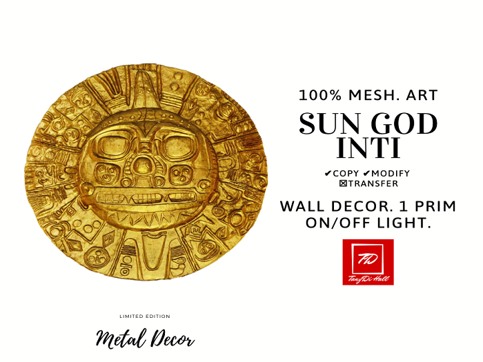 Second Life Marketplace - Wall Decor. Metal. Luxury Sun God Inti