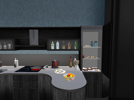 Second Life Marketplace - Chic Modern Kitchen Set Stool Table Animated ...