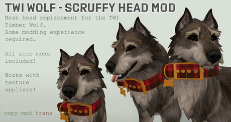 Second Life Marketplace - FW - TWI Wolf Scruffy Head Mod