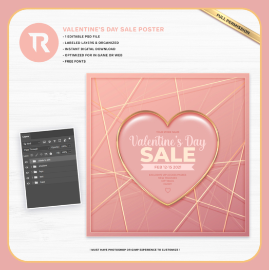 Second Life Marketplace - [TR] Valentine's Day - Sale Poster 1
