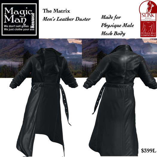Second Life Marketplace - Slink The Matrix Men's Leather Long Coat -Box