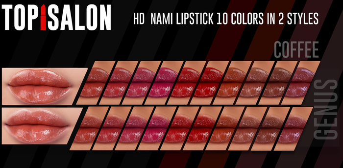 Second Life Marketplace - TOP1SALON - HD NAMI LIPSTICK (Genus) COFFEE