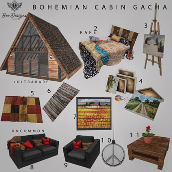 Second Life Marketplace - Bee Designs Bohemian Cabin Gacha 1 ULTRARARE