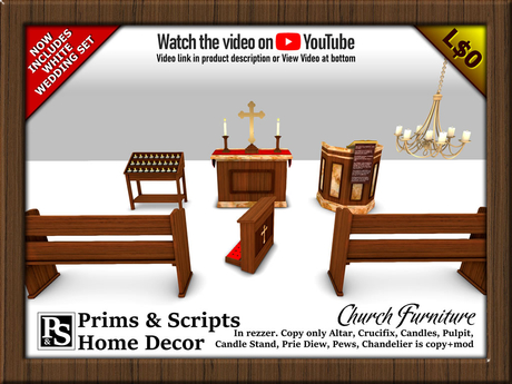 Second Life Marketplace - Prims & Scripts Home Decor Church Furniture v2