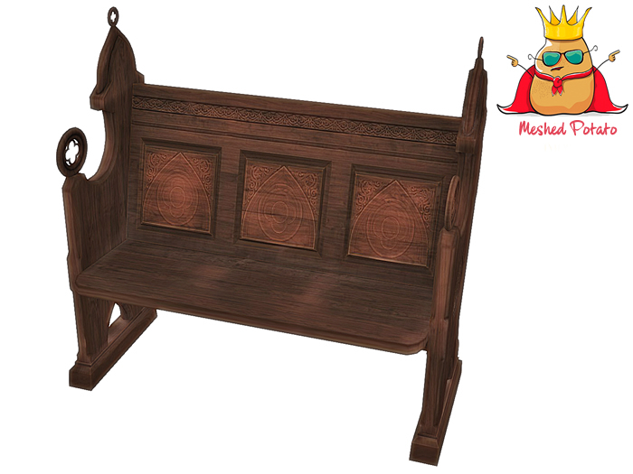Second Life Marketplace - Meshed Potato - Church Bench 2 - Full Perm Mesh