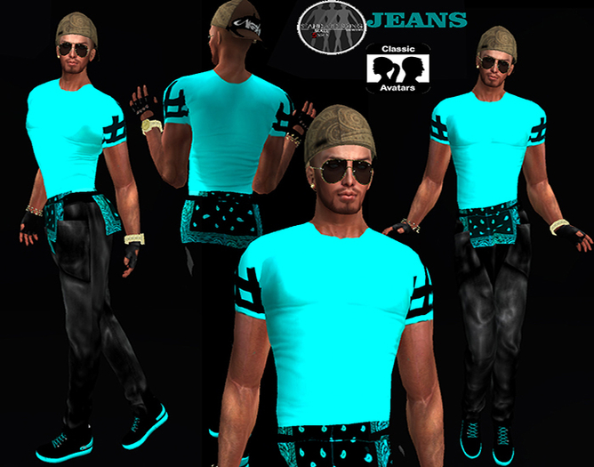 Second Life Marketplace - TEAL OUTFIT-CLASSIC AVATAR-JEANS 5 SIZES