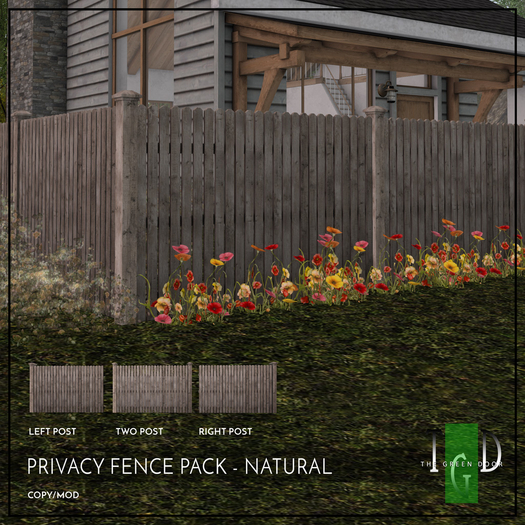 Second Life Marketplace - ~The Green Door~ Privacy Fence Pack - Natural