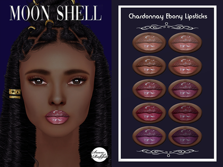 Second Life Marketplace - Moon Shell Chardonnay Ebony Lipsticks BOM ...