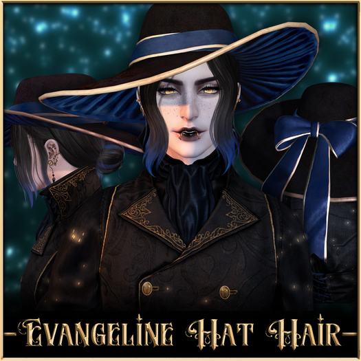 Second Life Marketplace - Raven Bell - Evangeline Hat Hair [All 3]