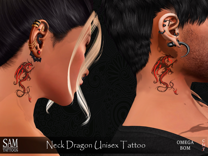 Second Life Marketplace - [SAM TATTOOS] NECK DRAGON TATTOO